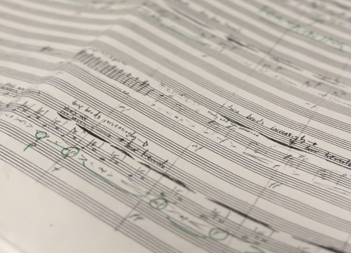 Nothjälp, engraving, tryck av noter